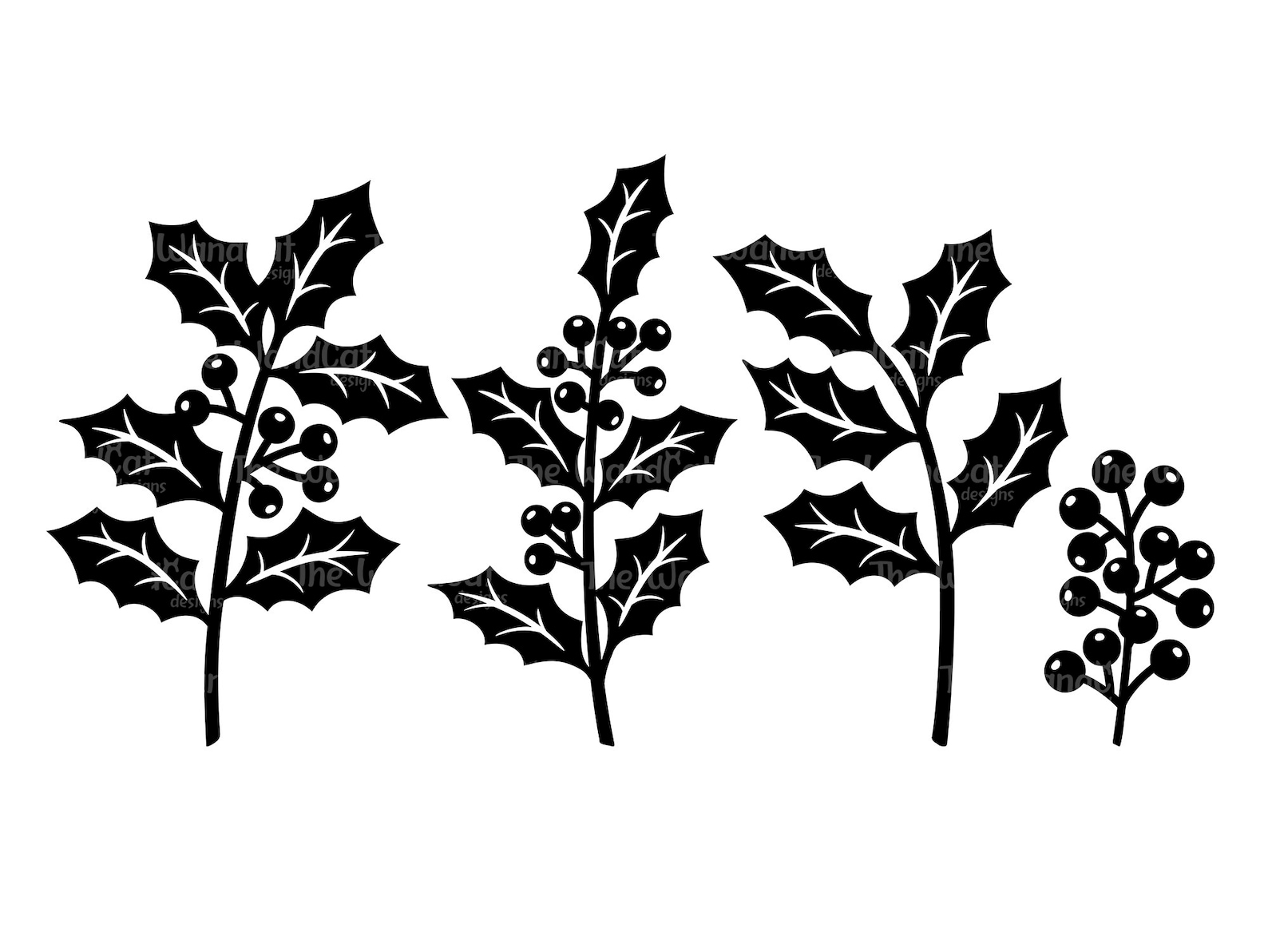 Holly Leaves Svg Cut File, Berries Holly Branch Svg, Christmas Holly ...