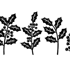 Holly Leaves Svg Cut File, Berries Holly Branch Svg, Christmas Holly ...