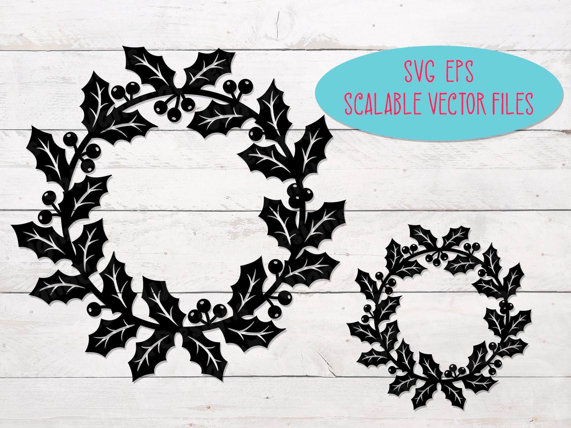Christmas Wreath Svg Cut File Holly Svg Christmas Decoration - Etsy