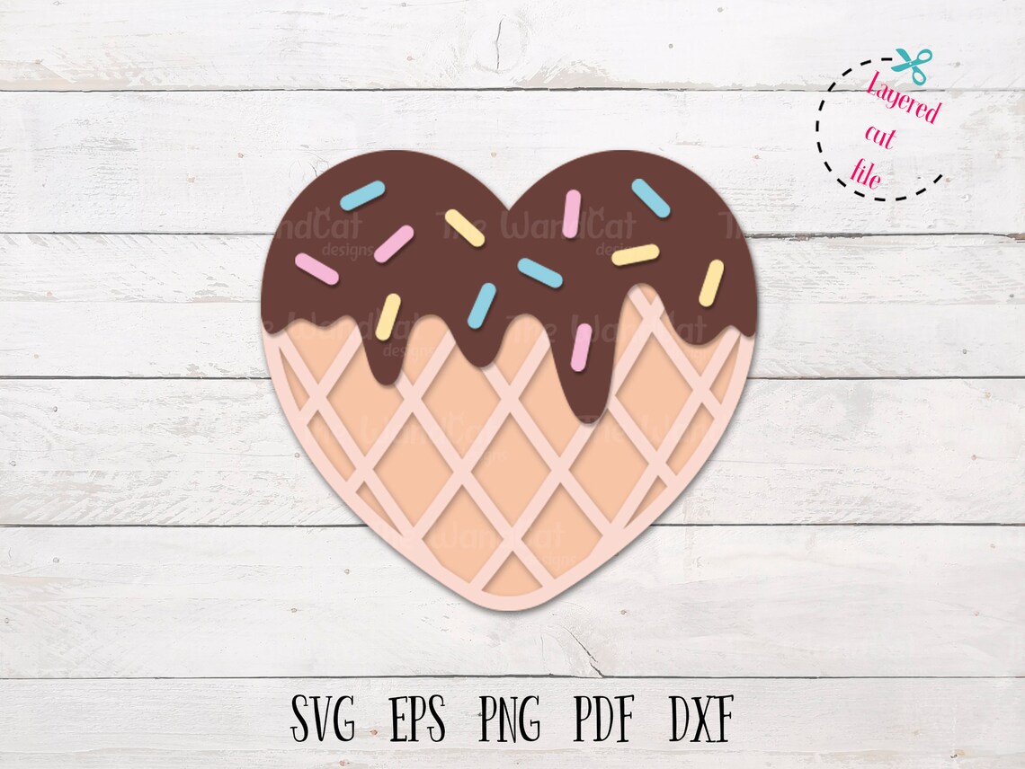 Valentine Heart Svg, Ice Cream Heart Svg, Summer Love Svg, Waffle Svg ...