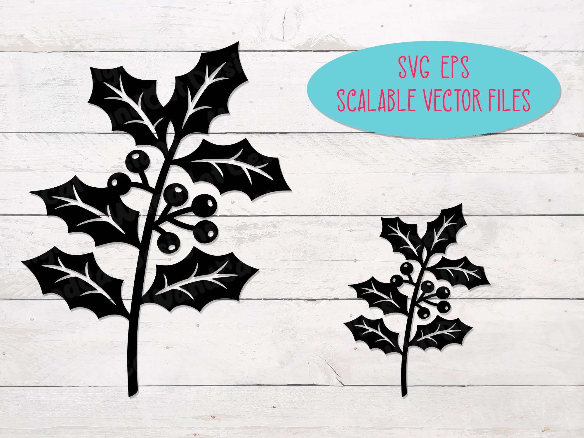 Holly Leaves Svg Cut File, Berries Holly Branch Svg, Christmas Holly ...