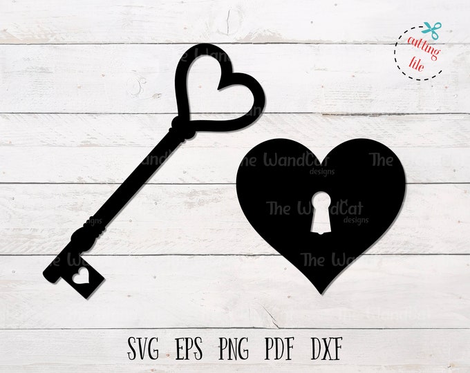Key SVG, Lock SVG, Heart Lock Svg, Valentine's Day Png, Cut Files for ...