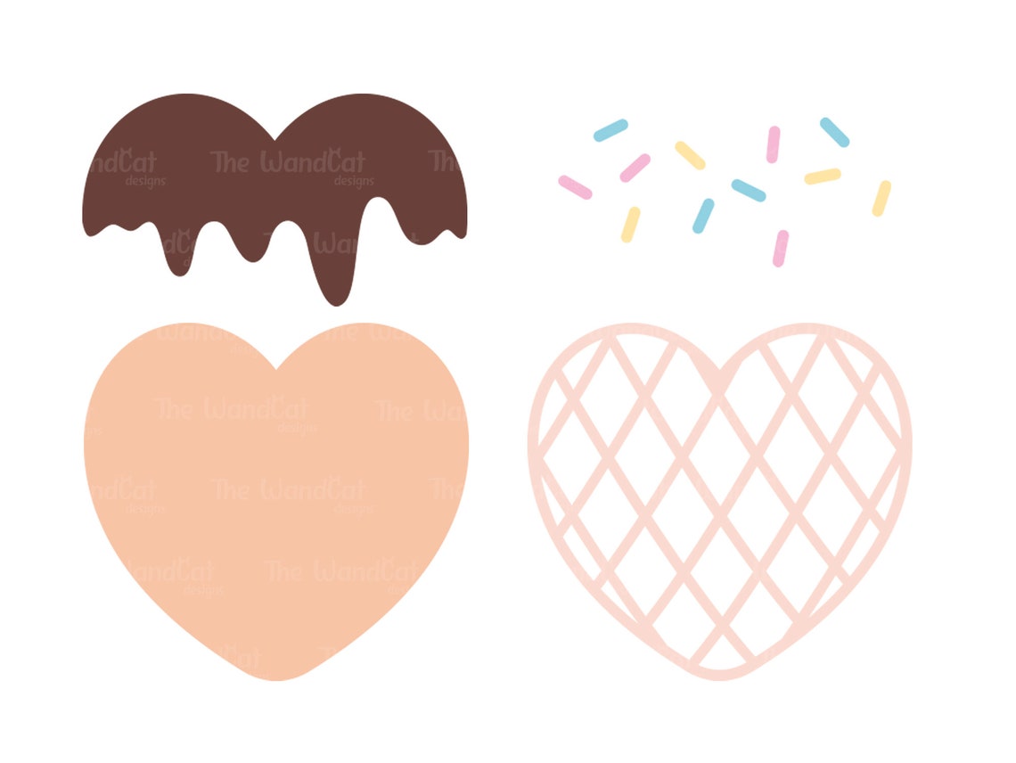 Valentine Heart Svg, Ice Cream Heart Svg, Summer Love Svg, Waffle Svg ...