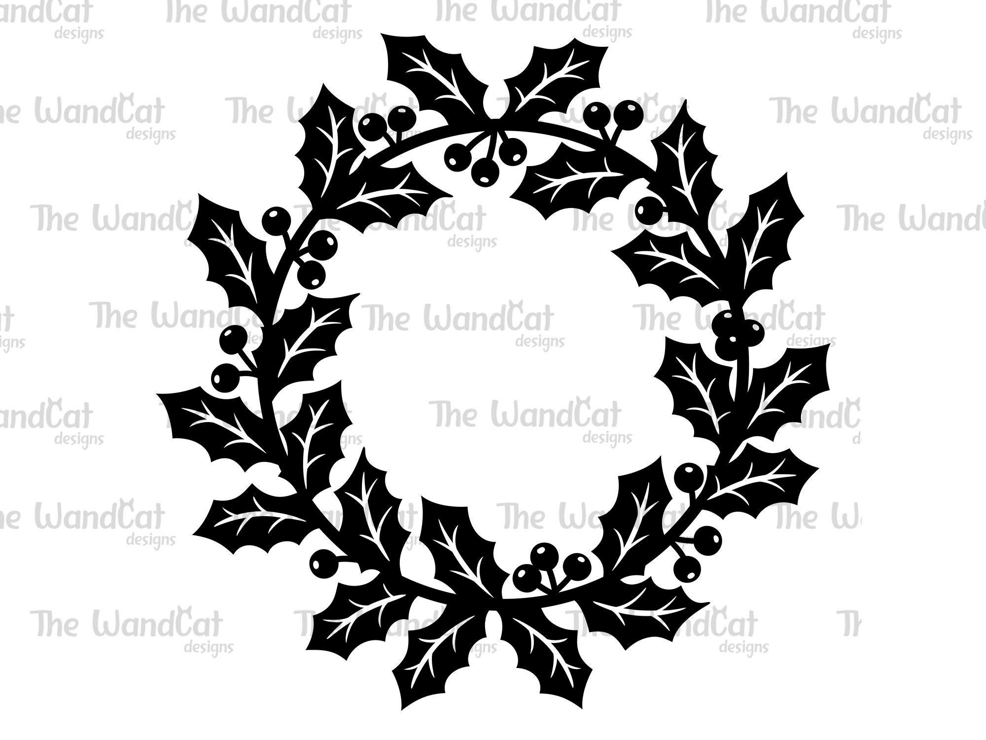 Christmas Wreath Svg Cut File Holly Svg Christmas Decoration - Etsy
