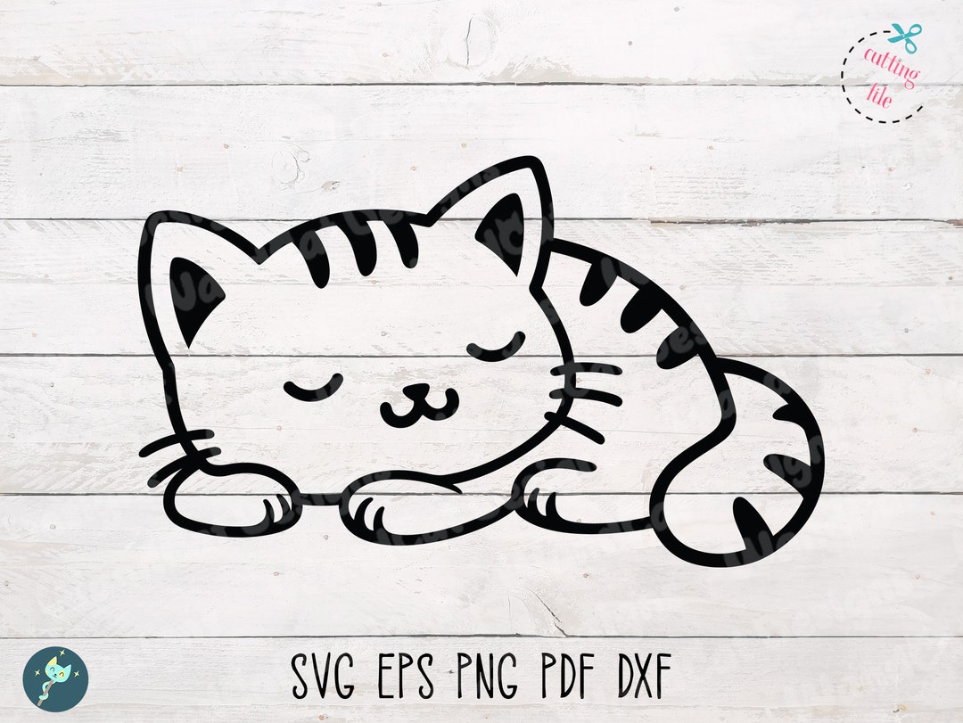 Cute Sleeping Cat SVG, Napping Cat Svg, Kitten Svg, Cute Cat Svg, Kitty ...