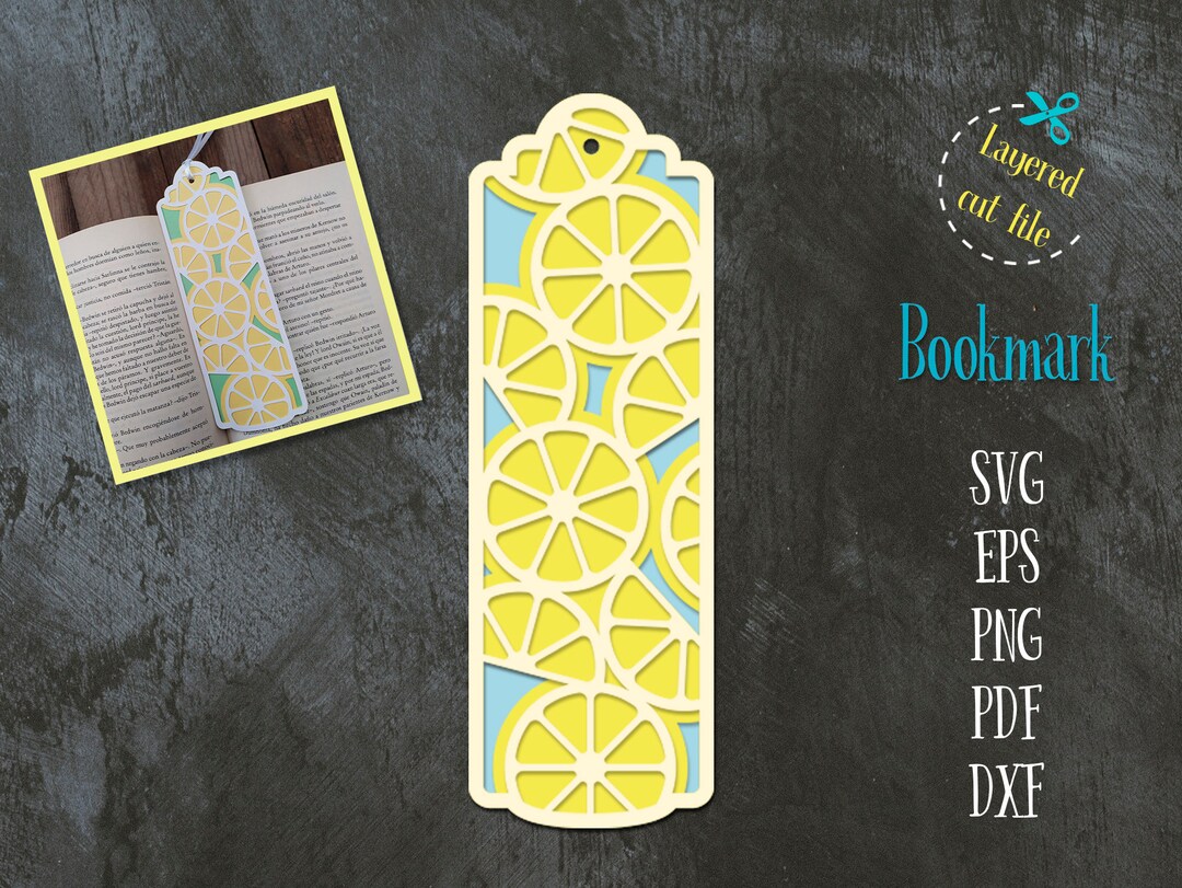 Lemon Bookmark SVG Cut File for Cricut and Silhouette, Layered Bookmark ...
