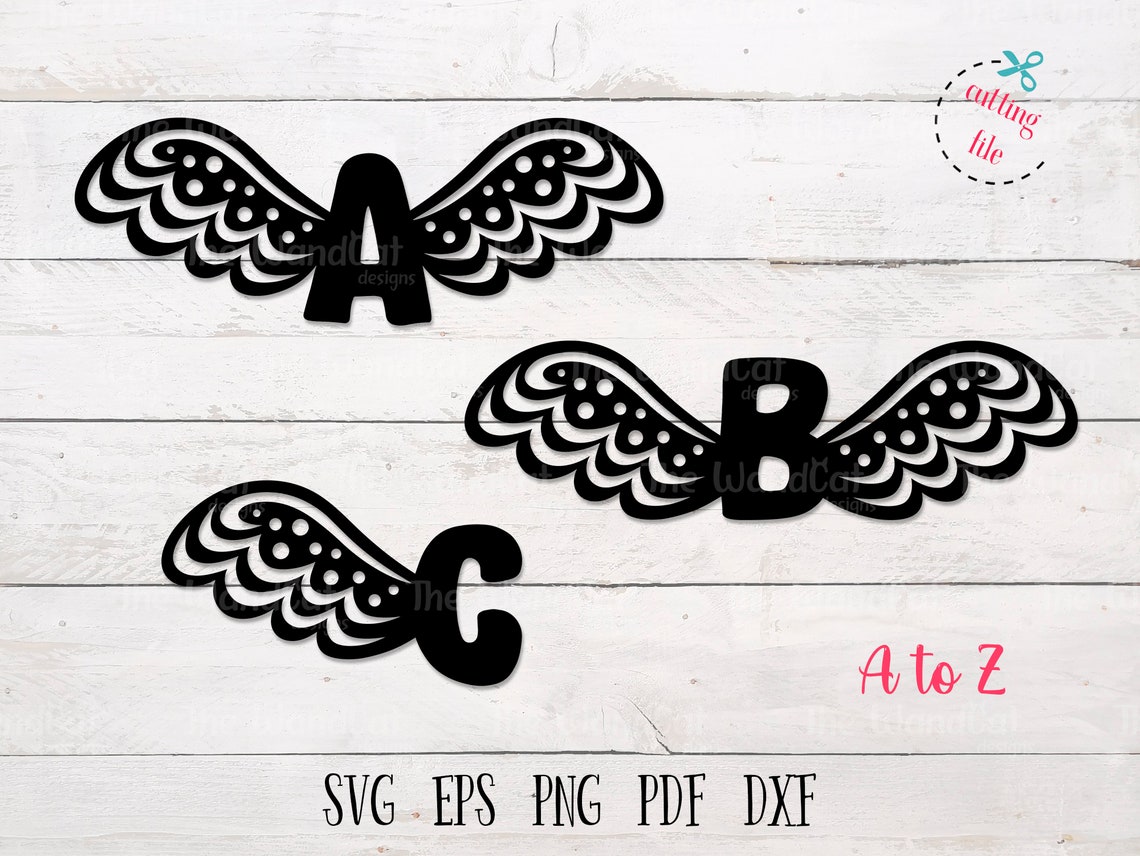 Winged Alphabet Svg, Letters With Wings Svg, Alphabet Cut File, Fantasy ...