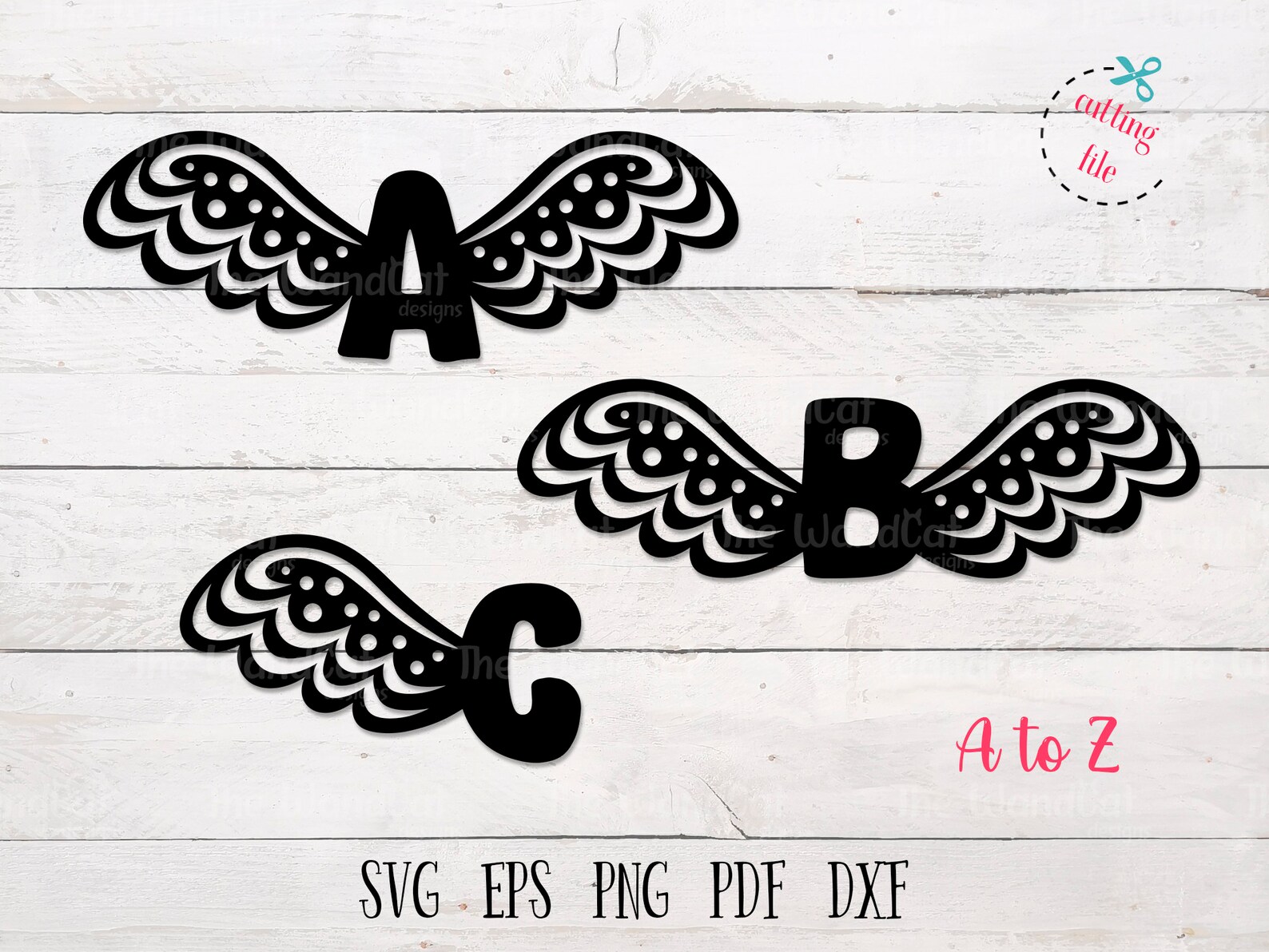 Winged Alphabet Svg, Letters With Wings Svg, Alphabet Cut File, Fantasy ...