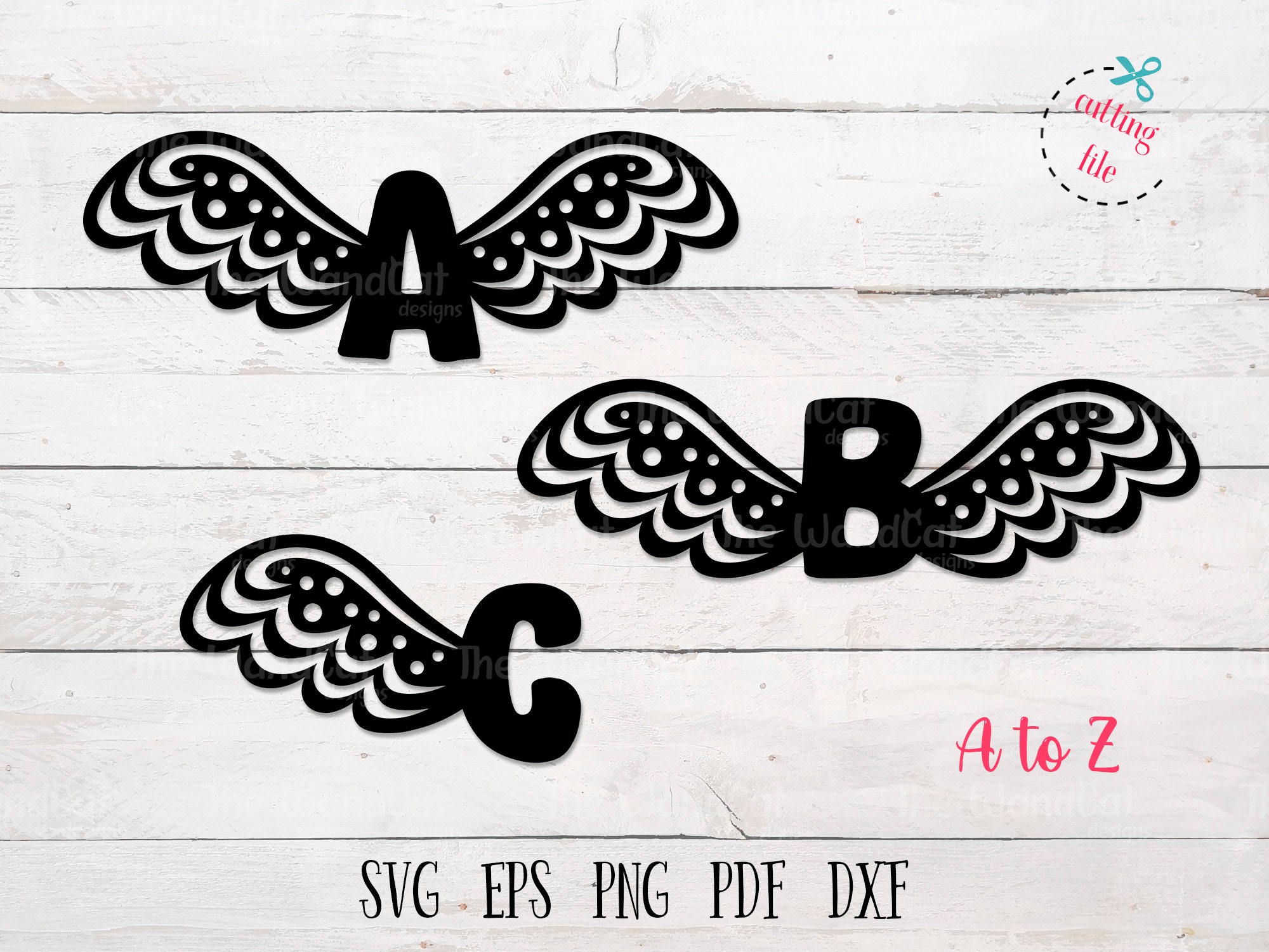 Winged Alphabet Svg, Letters With Wings Svg, Alphabet Cut File, Fantasy ...