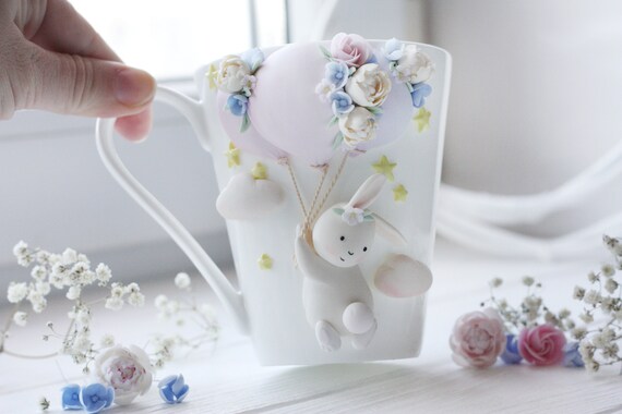 Rabbit mug bunny tea cup cute mug for women Easter gifts | Etsy