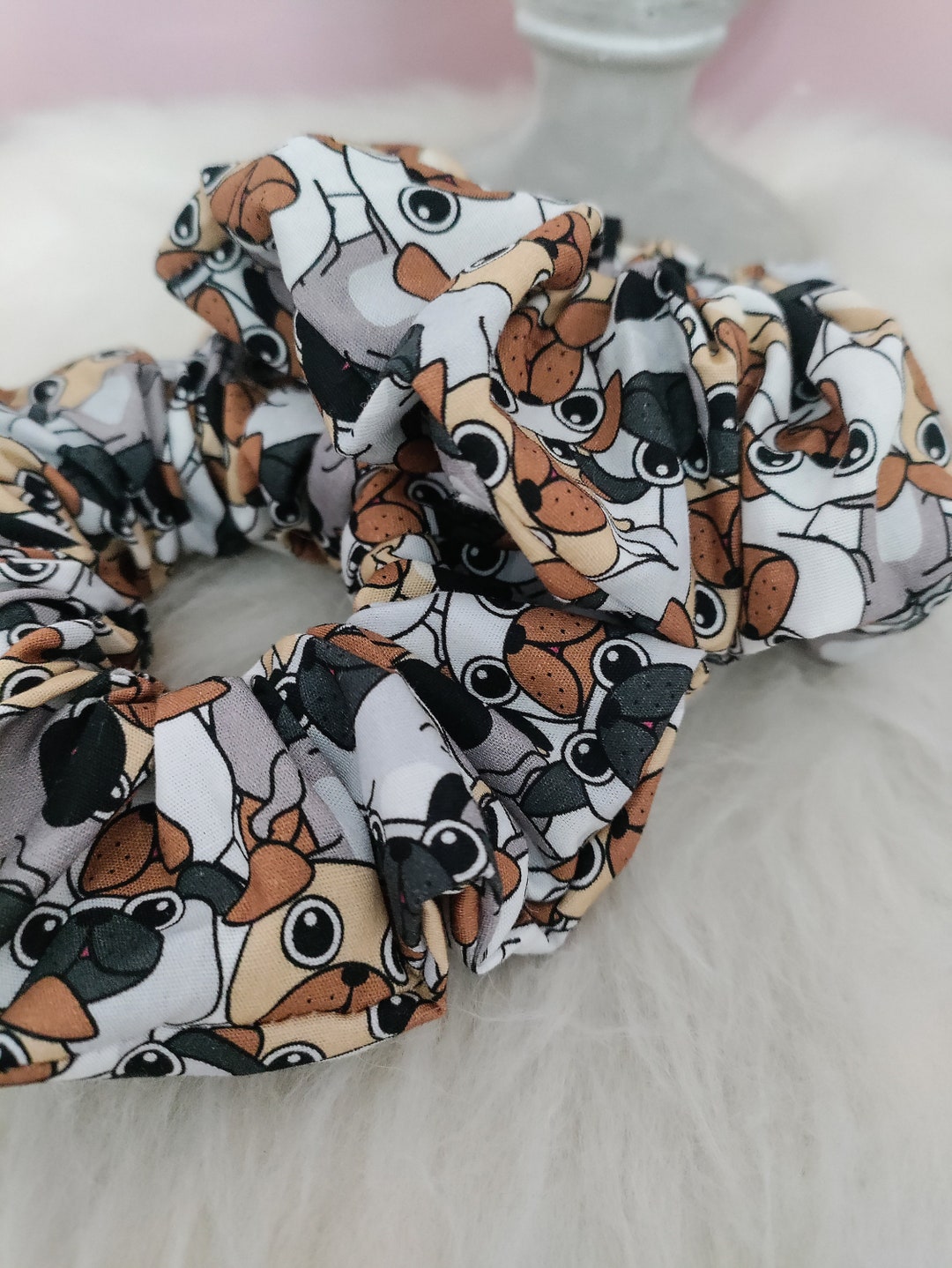 Beautiful Pug Scrunchie, Pug Dog, Hair Accessories, Gift, Mother's Day ...