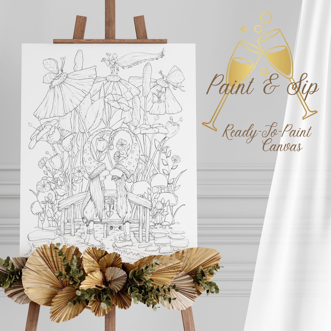 Whimsical Troll Gnomes Paint and Sip Ready Canvas. [image is on Canvas ...