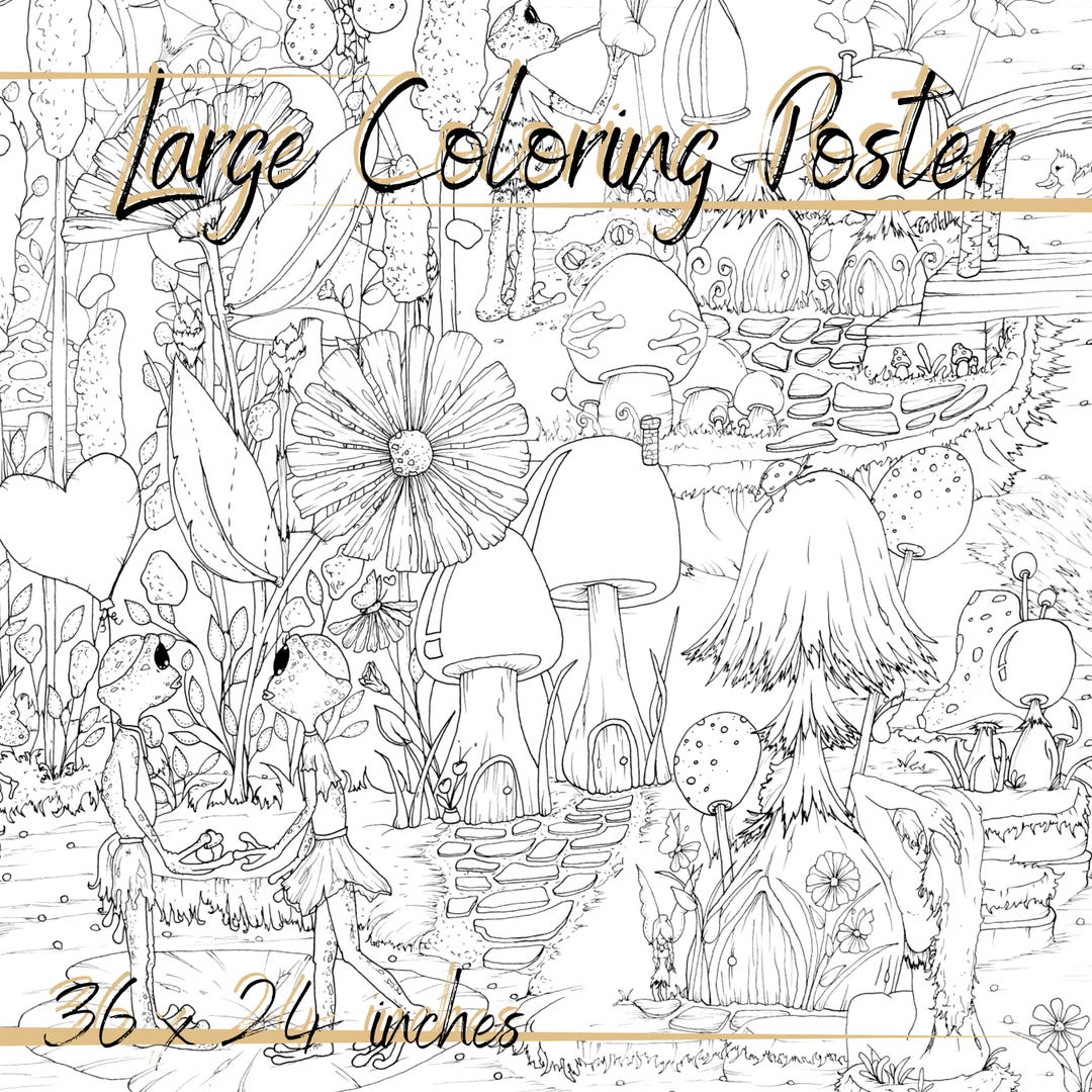 Whimsical Fairy Coloring Poster Poster on Premium Matte Paper - Perfect ...