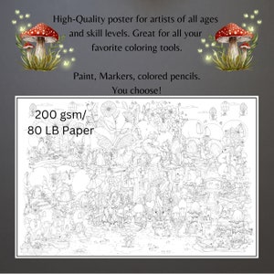 Whimsical Fairy Coloring Poster Poster on Premium Matte Paper - Perfect ...
