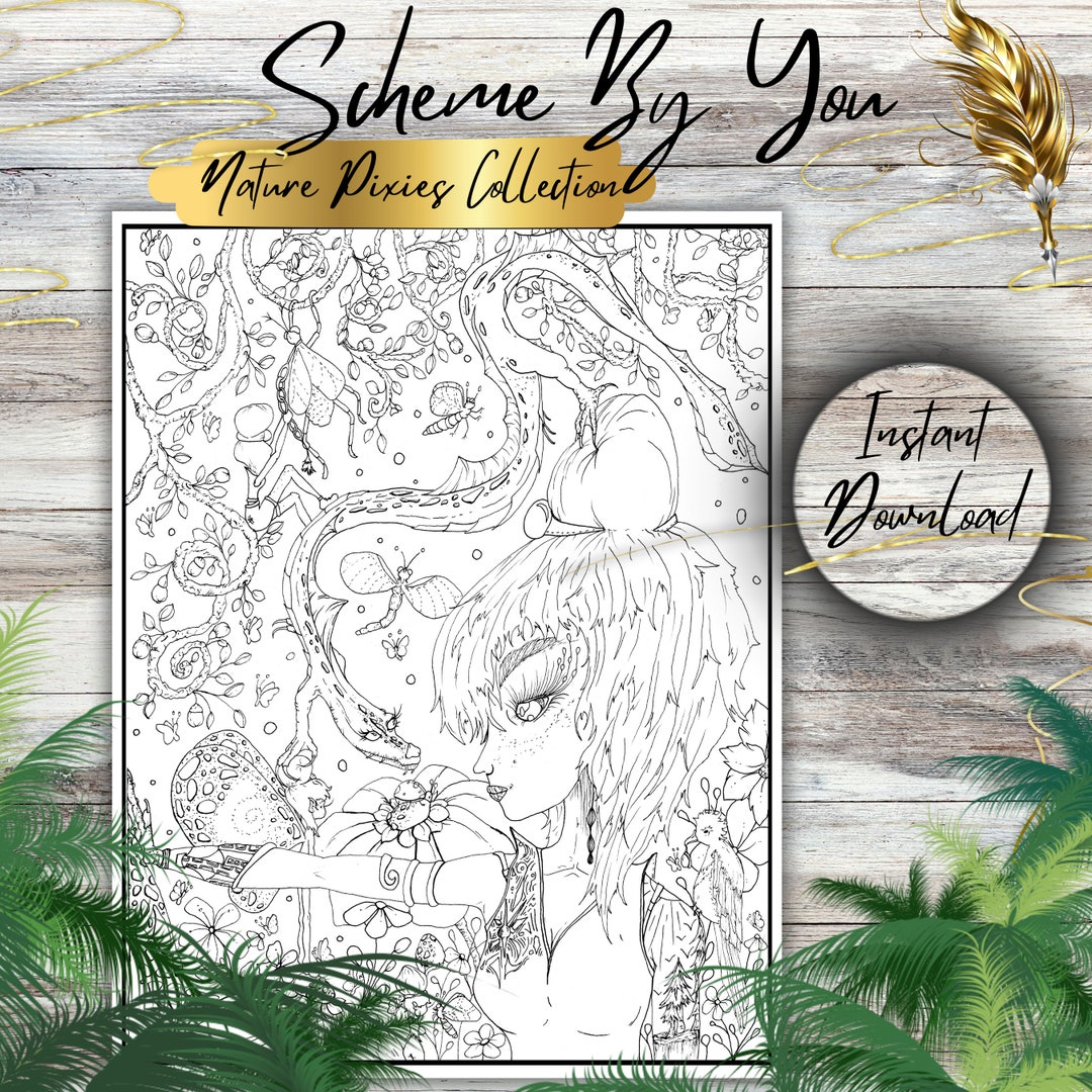 Mythical Dragon Fantasy Pixie Girl Coloring Page Illustrated for the ...