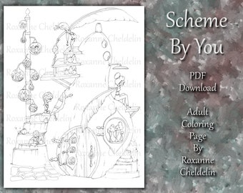 Happy Halloween Haunted House Coloring Book Page Image for - Etsy