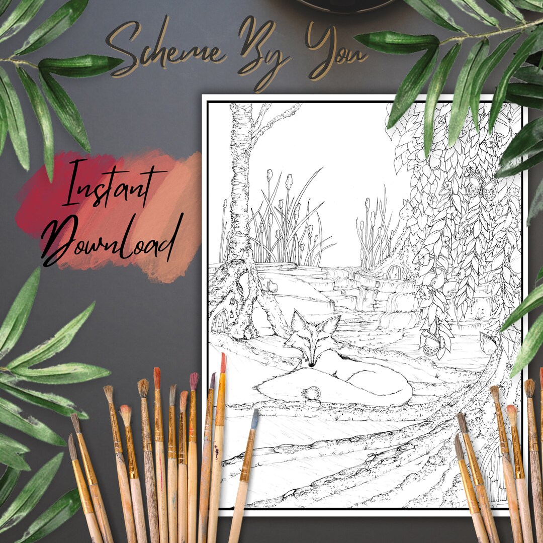 The Fox in the Woods Coloring Page - Instant Printable Download - Etsy