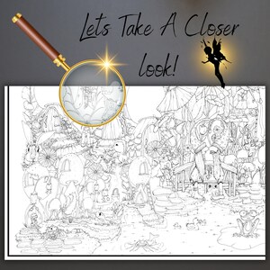 Whimsical Fairy Coloring Poster Poster on Premium Matte Paper - Perfect ...