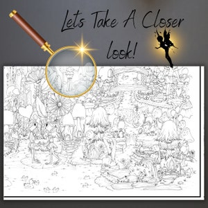 Whimsical Fairy Coloring Poster Poster on Premium Matte Paper - Perfect ...