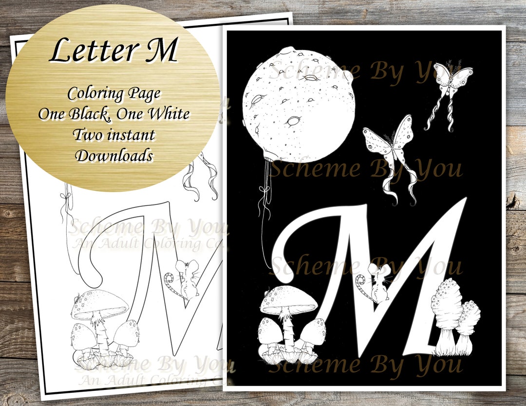 Letter M Coloring Page / One Black One White / Instant Download - Etsy