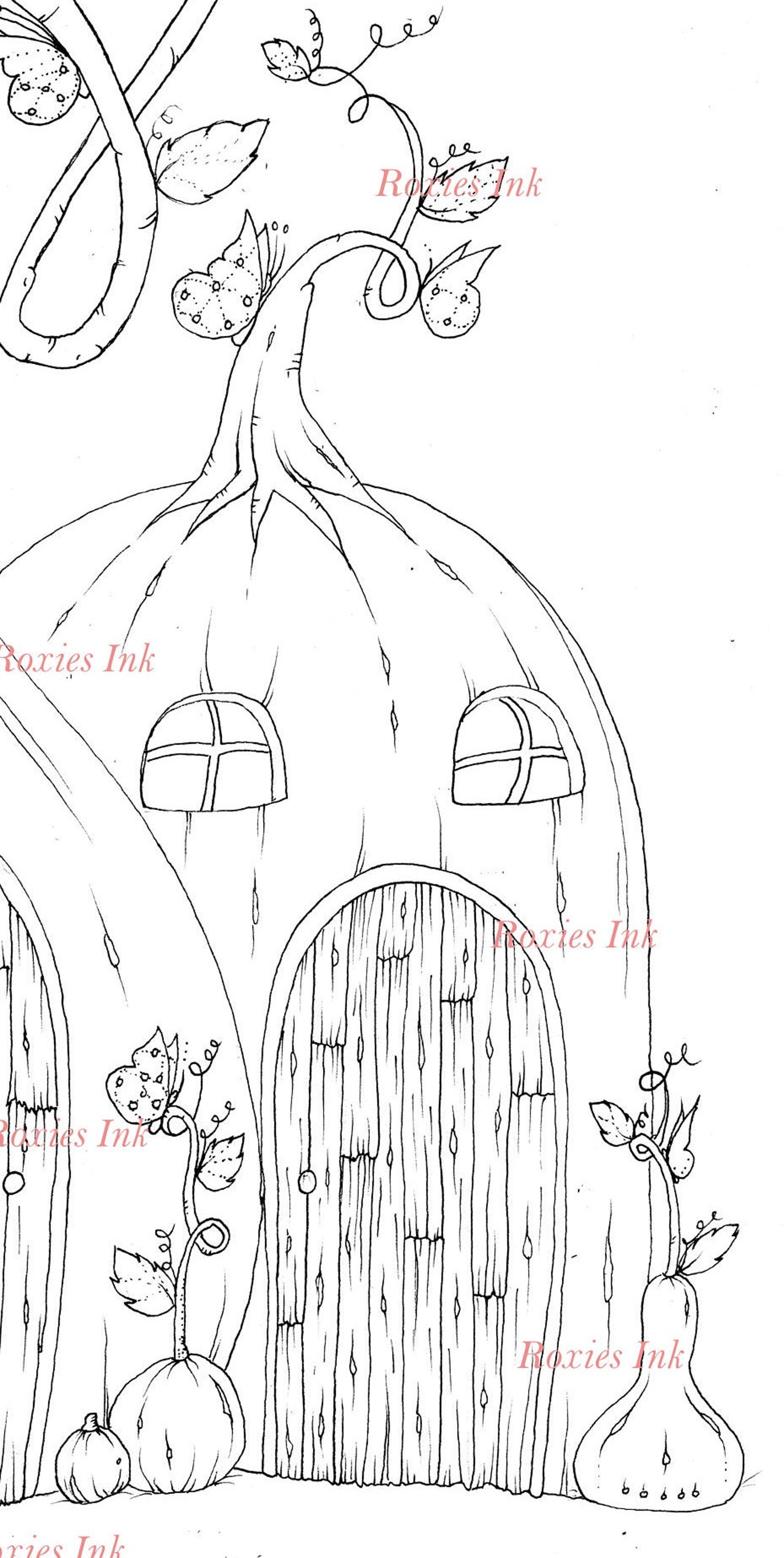 Fairy's Gourd House Coloring Page printable Adult - Etsy