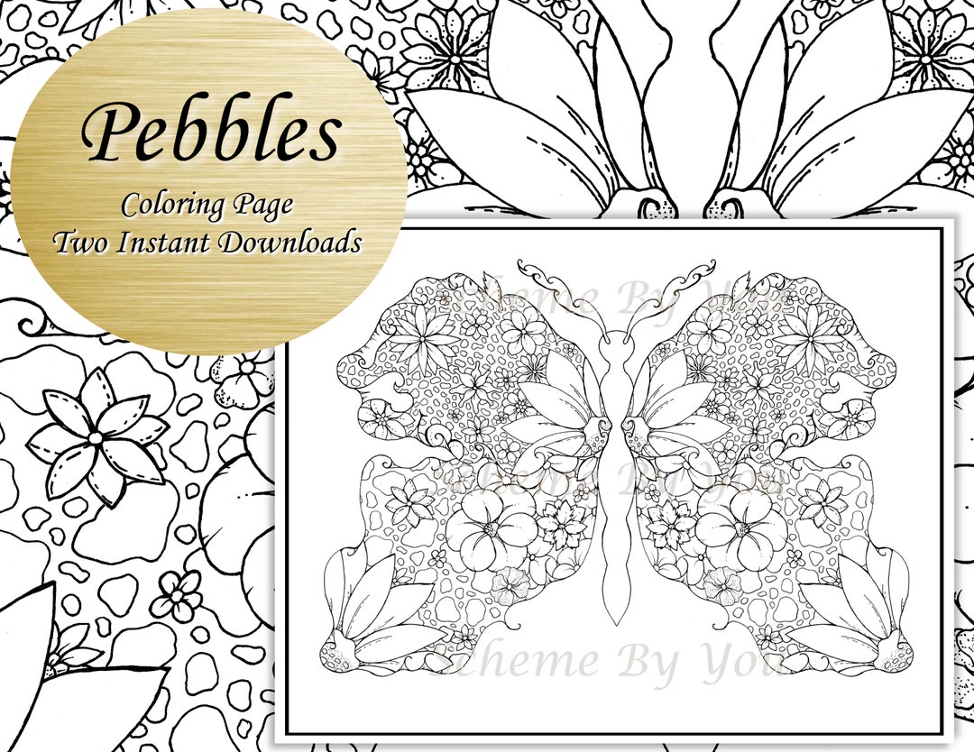 Beautiful Pebble Butterfly Coloring Page Illustrated for Mandala Lovers ...