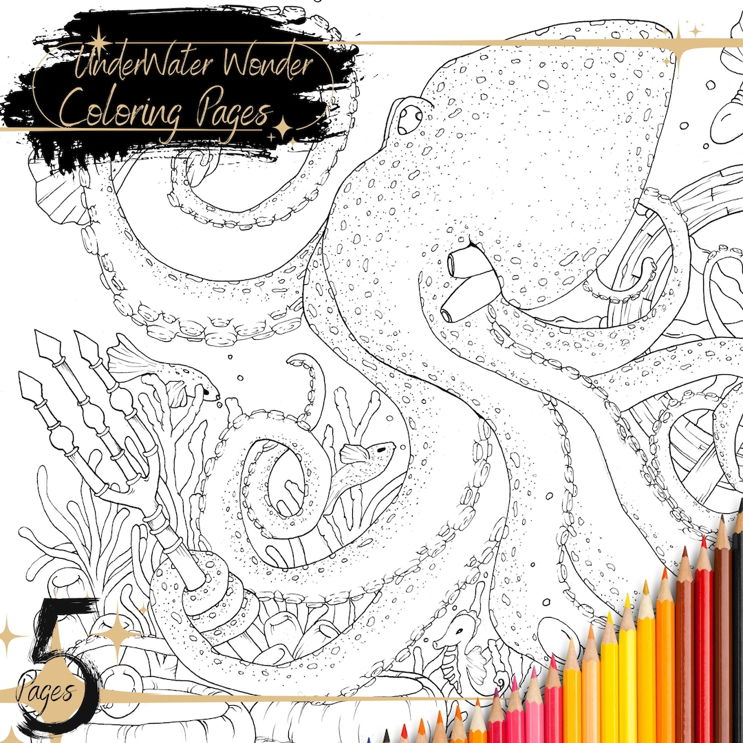 Deep Sea Coloring Pages: Ocean Animals, Mermaids (PDF Download) - Etsy