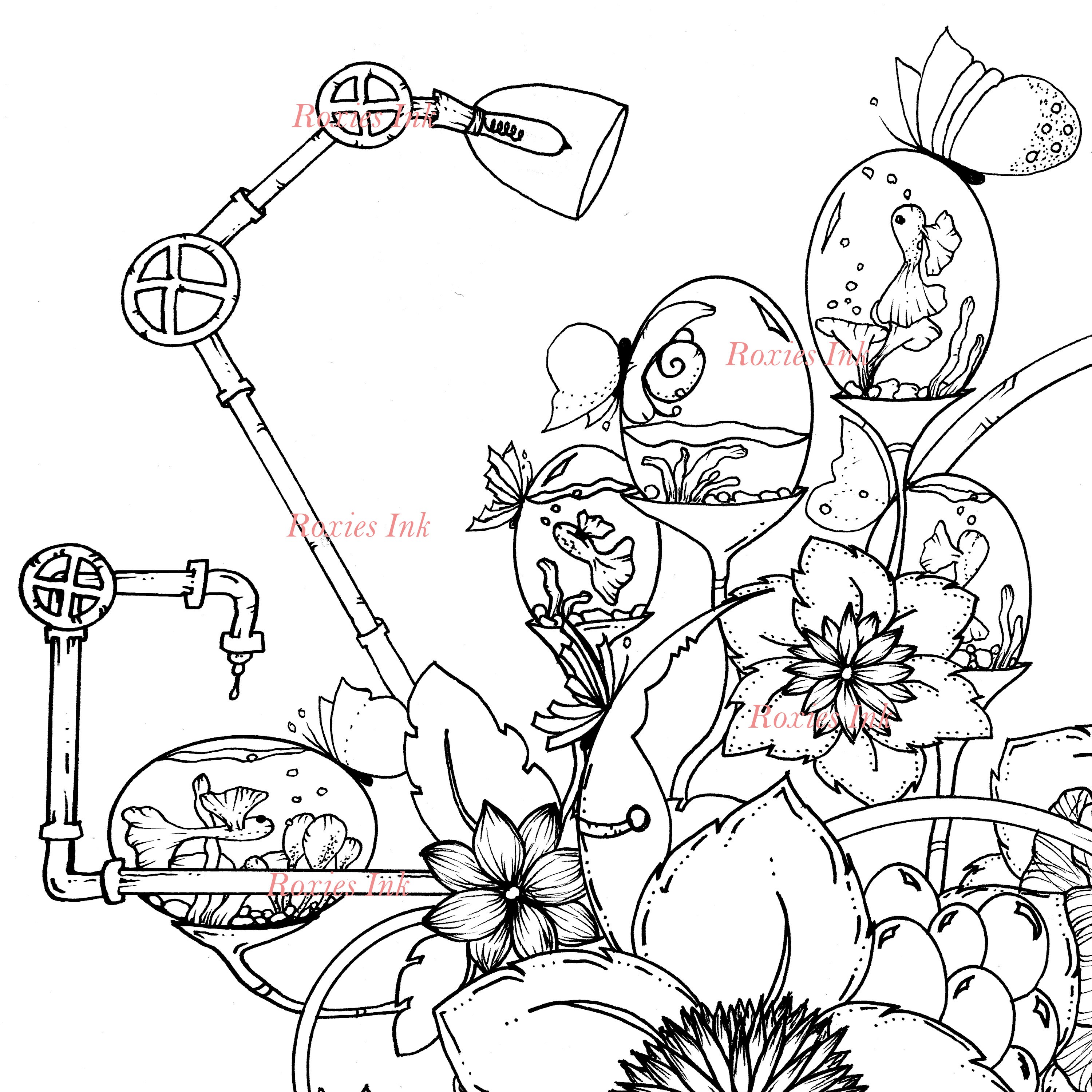 Steam Punk Collage Coloring Page Printable Adult Coloring - Etsy