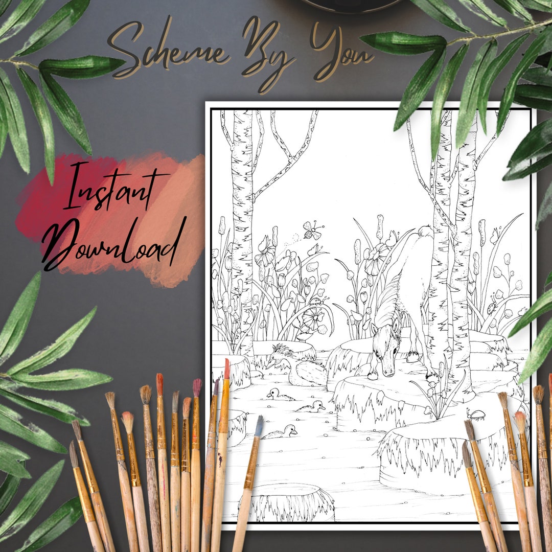 The Colt in the Woods Coloring Page - Instant Printable Download - Etsy
