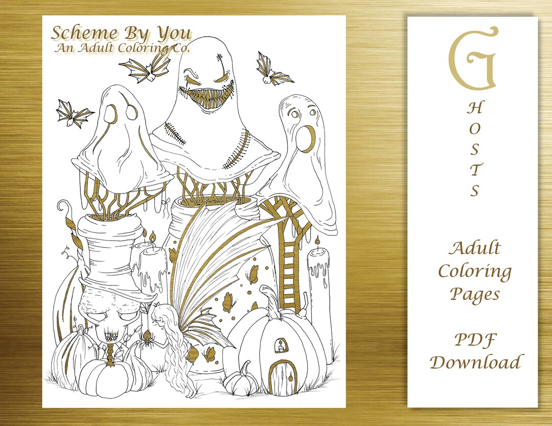 Halloween Adult Coloring Page / Ghost Art / Colour / Download - Etsy