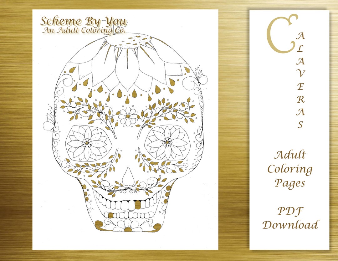 Traditional Calaveras for De Dia Los Muertos Skull Coloring Page ...
