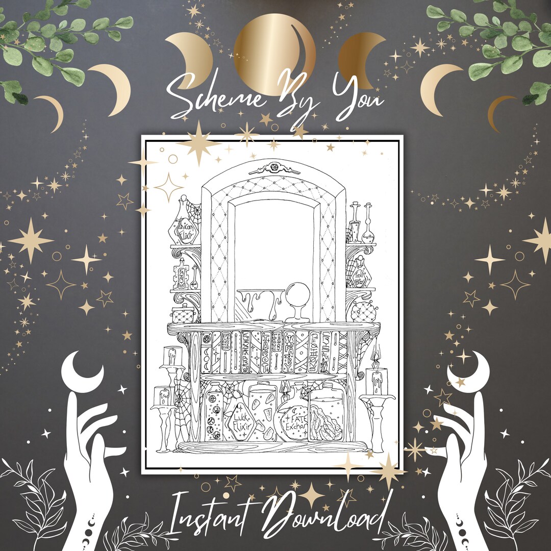 The Witches' Portal Cabinet Coloring Page - Instant Printable Download ...
