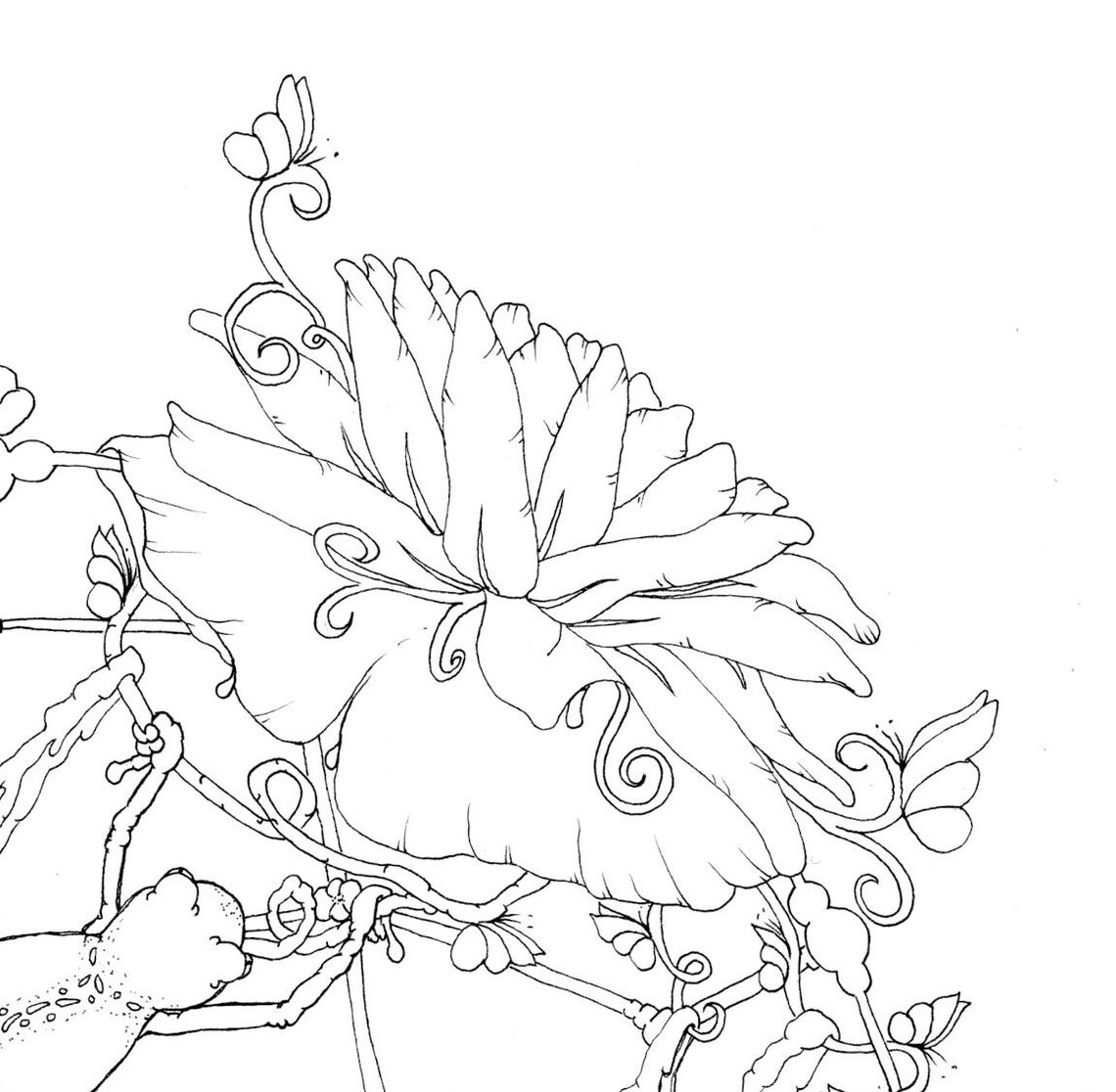 Frog Stuck in Vines Coloring Page printable Adult Coloring - Etsy