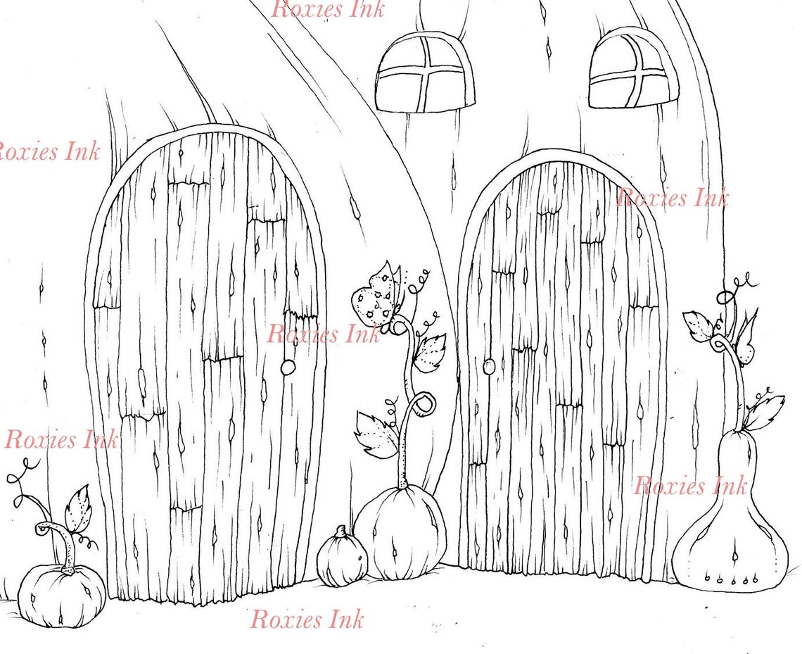 Fairy's Gourd House Coloring Page printable Adult - Etsy