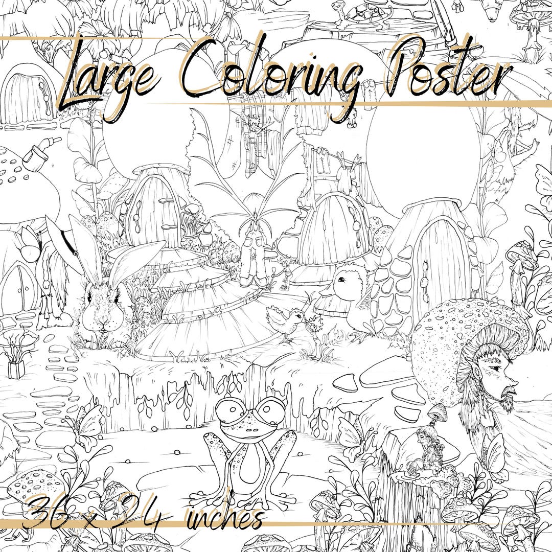 A Whimsical Fairy Treasure Hunt Coloring Poster on Classic Matte Paper ...