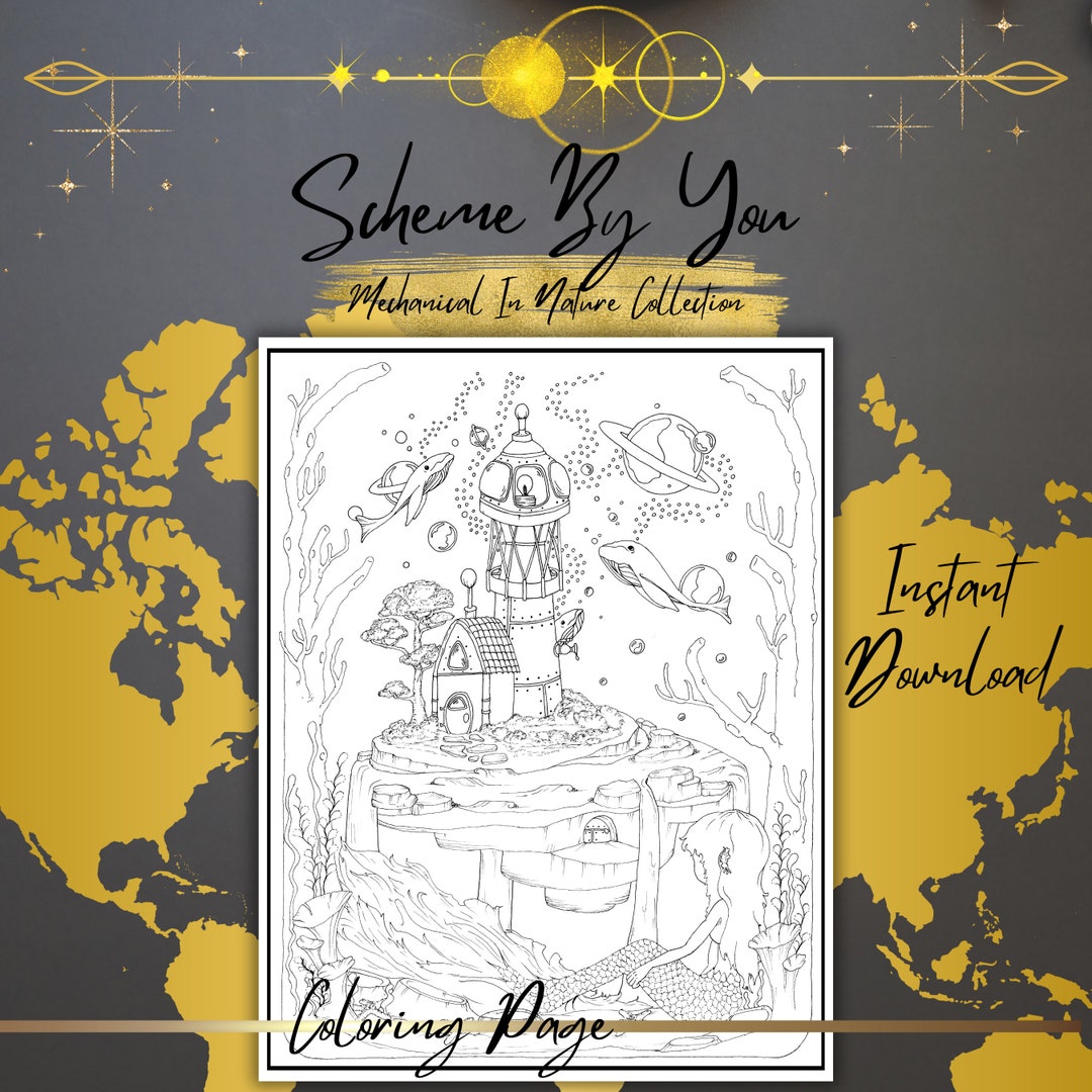 The Inquisitive Mermaid Enchanting Coloring Page - Etsy