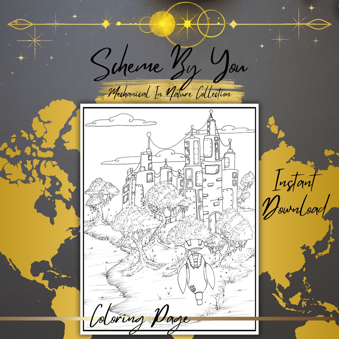 AI City in Nature Coloring Page Illustrated for Artificial Intelligence ...