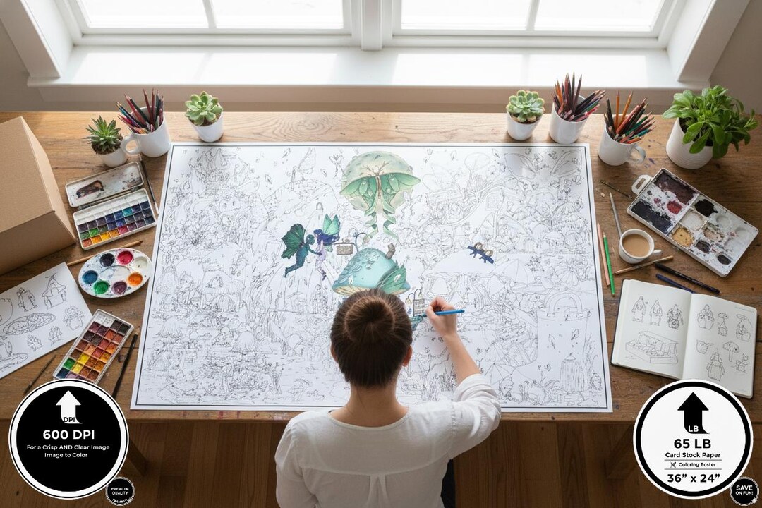 Fairy Planet Coloring Poster – Whimsical Swamp Scene, Large Format (24 ...