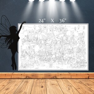 Whimsical Fairy Coloring Poster Poster on Premium Matte Paper - Perfect ...