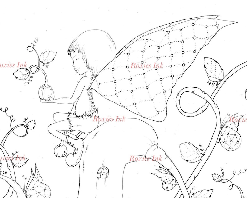Fairy's Gourd House Coloring Page printable Adult - Etsy