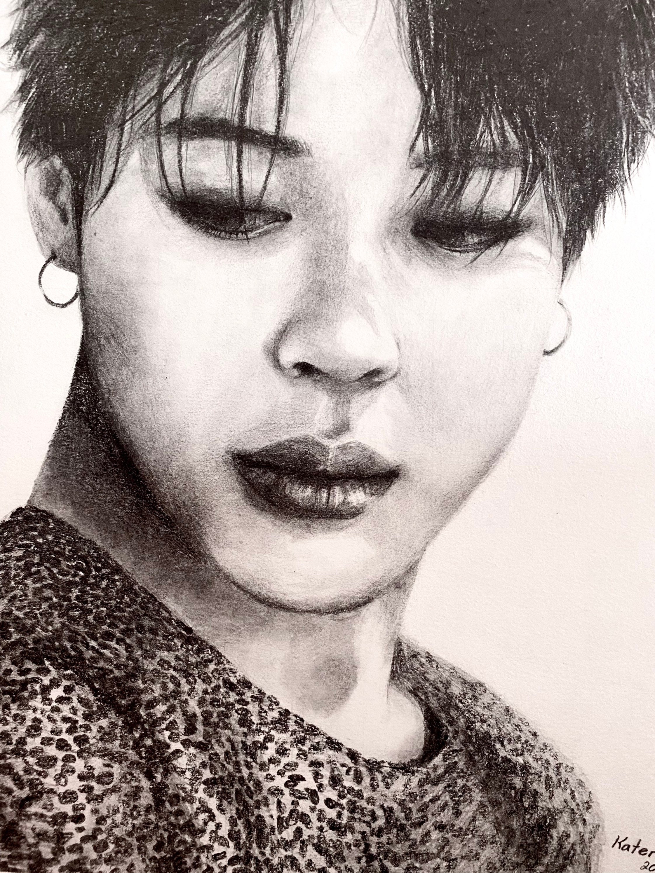 Original Park Jimin BTS Graphite Pencil Portrait - Etsy
