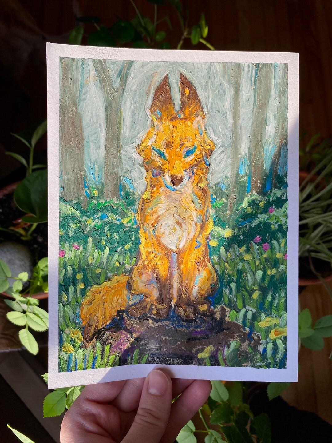 Little Red Fox - Oil Pastel Drawing - Etsy