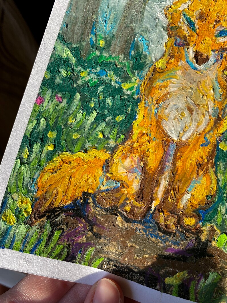 Little Red Fox - Oil Pastel Drawing - Etsy