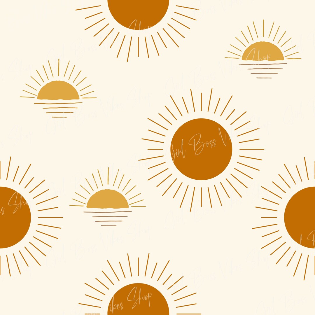 Retro Sunshine Neutral Aztec Sun Boho Seamless Pattern PNG - Etsy