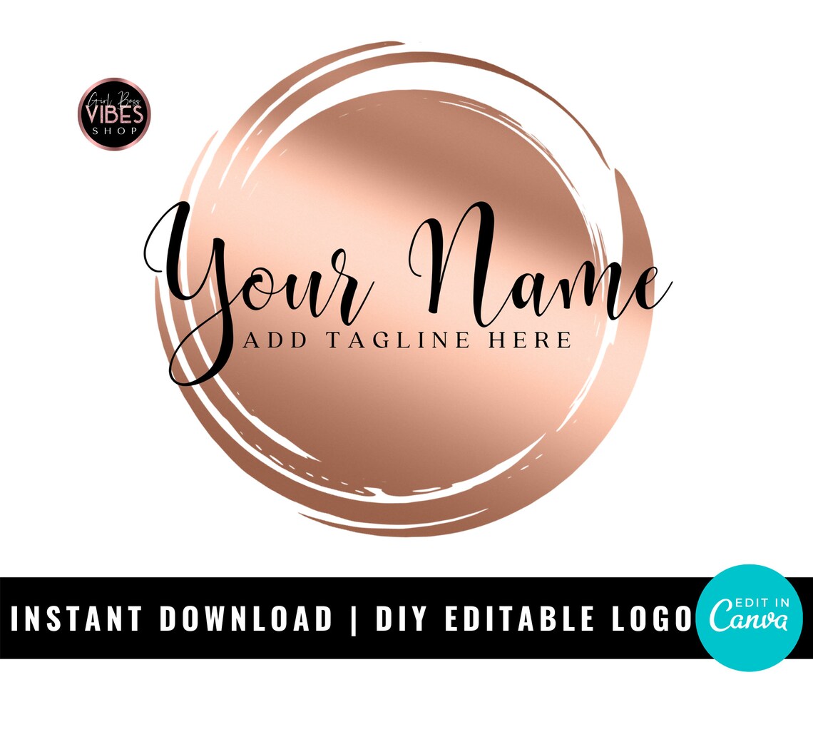 Rose Gold Circle Logo Modern Logo Round Logo Premade Logo - Etsy