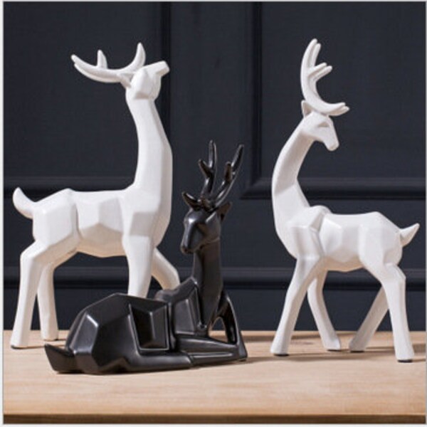 White Ceramic Deer - Etsy