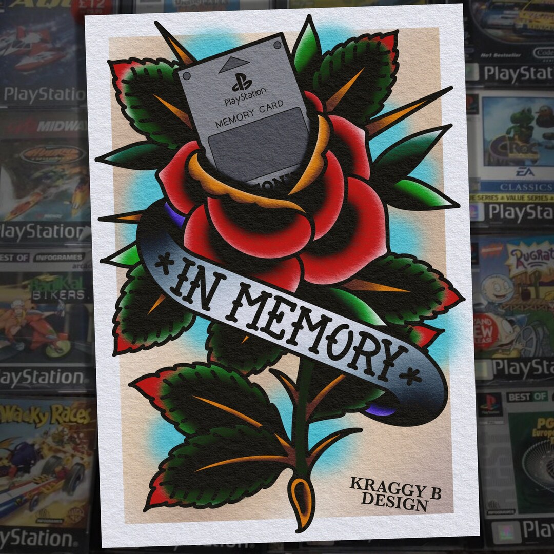 Playstation Traditional Tattoo Flash Sheet Tattoo Print Gift Tattoo ...