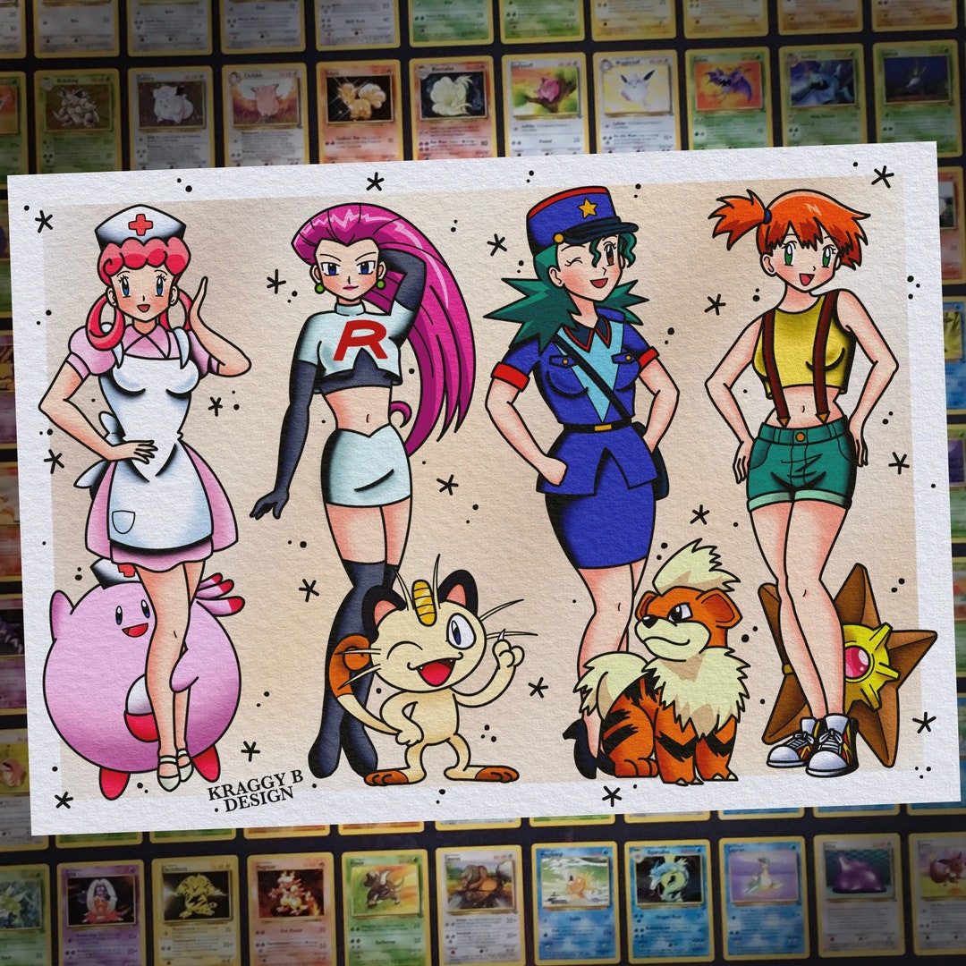 Pokemon Pin up Traditional Tattoo Flash Sheet Tattoo Print Gift Tattoo ...
