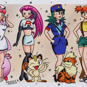 Pokemon Pin up Traditional Tattoo Flash Sheet Tattoo Print Gift Tattoo ...