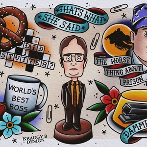 The Office US Traditional Tattoo Flash Sheet Tattoo Print Gift Tattoo ...